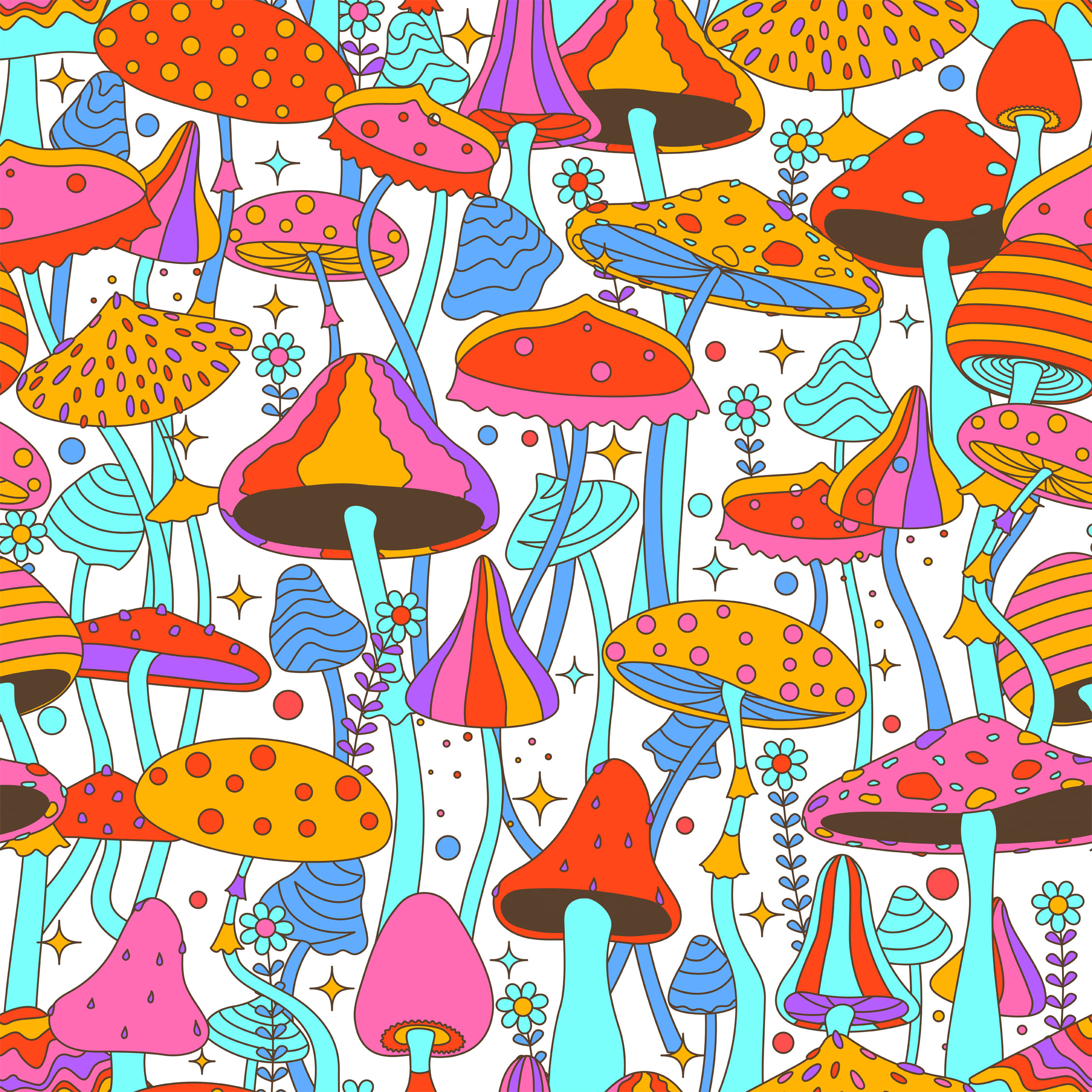 Trippy Toadstools Bed Sheets | AI Customizable Designer Bedding by ARTIFISHARE